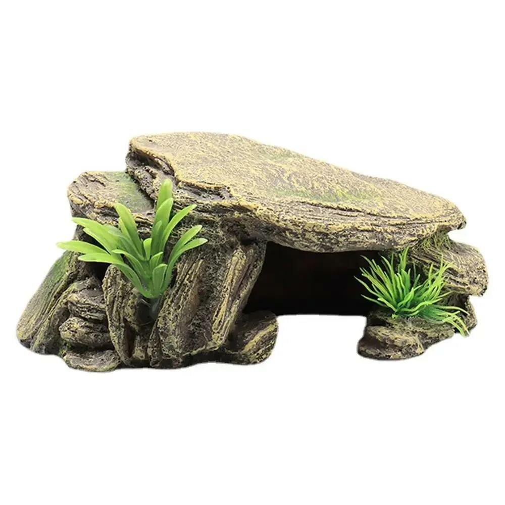 Укрытие для рептилий Reptile Cave из смолы в виде натурального камня, декорация для аквариума и террариума