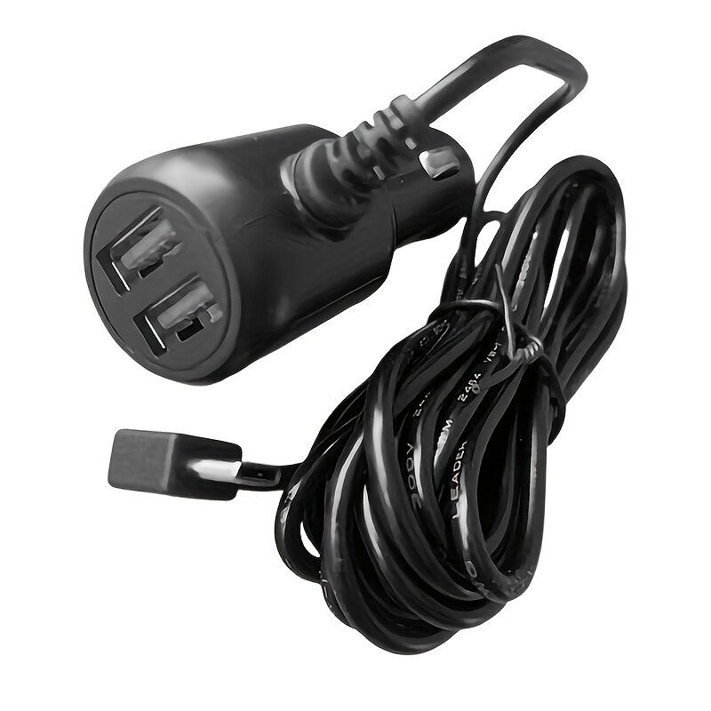 Универсальное автомобильное зарядное устройство 5V 3.5A с двумя USB и встроенным кабелем Type-C, 12-24V, черный