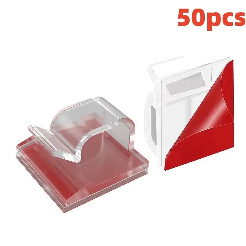 Самоклеящиеся органайзеры для кабелей Cable Organizer 50PCS-Transparent