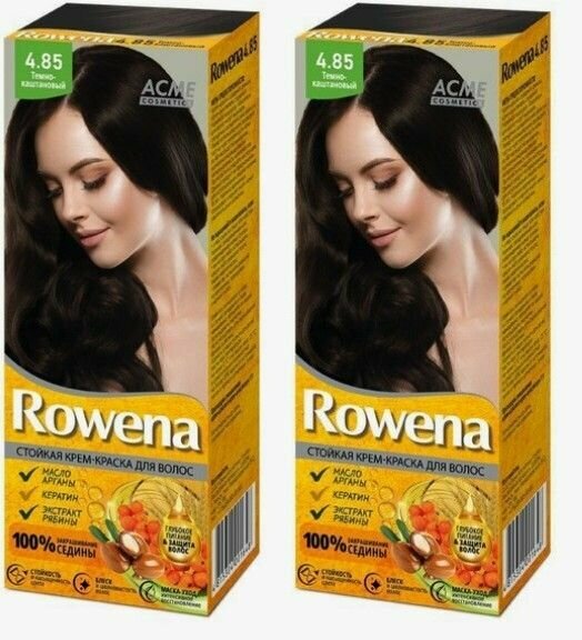 ACME COSMETICS ROWENA Стойкая Крем-Краска для волос, тон 4.85, Тёмно-Каштановый, 2 шт