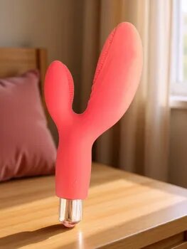 Вибратор вагинально-клиторальный Sweet Toys, силикон, красный, 15 см