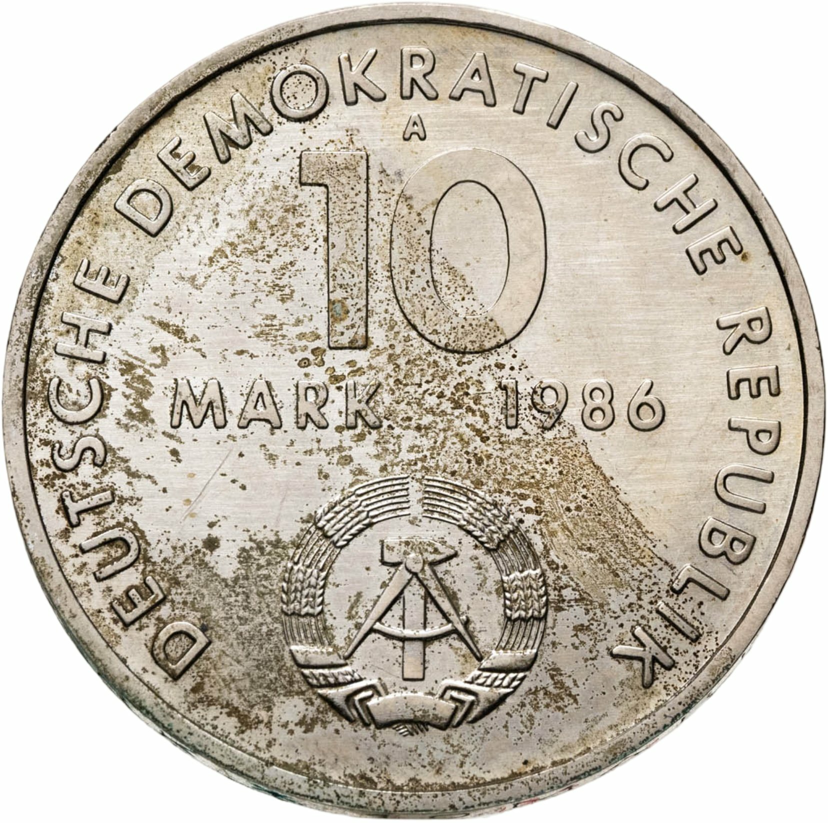 Германия ГДР 10 марок mark 1986 100 лет со дня рождения Эрнста Тельмана, МНЦ медь-никель-цинк, в сохранности XF-AU