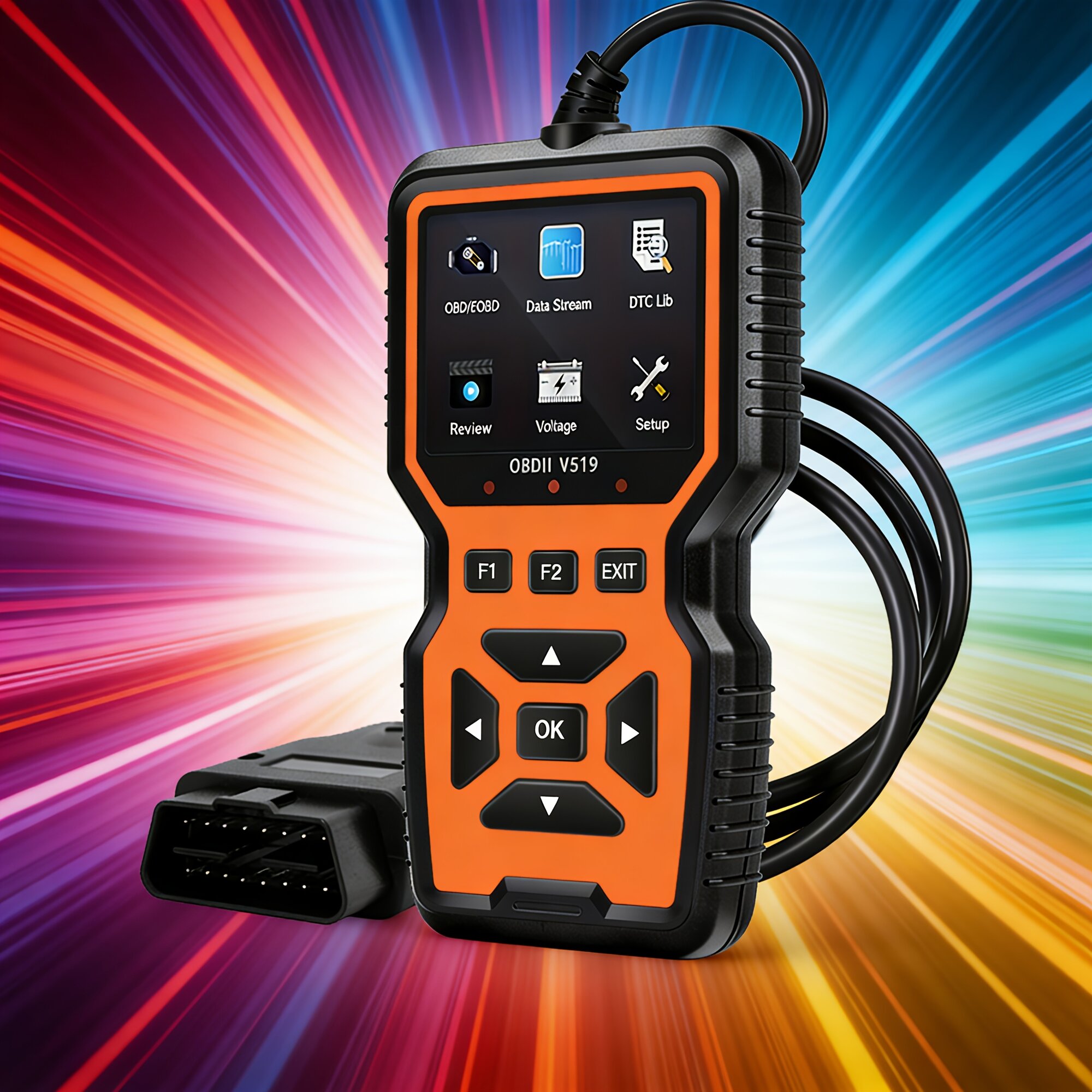 Профессиональный продвинутый автомобильный диагностический сканер OBDII/EOBD, тестер аккумулятора, проверка готовности I/M, стирание кодов ошибок, совместим со всеми автомобилями с протоколом OBD II с 1996 года, без батареи, цвет: оранжевый
