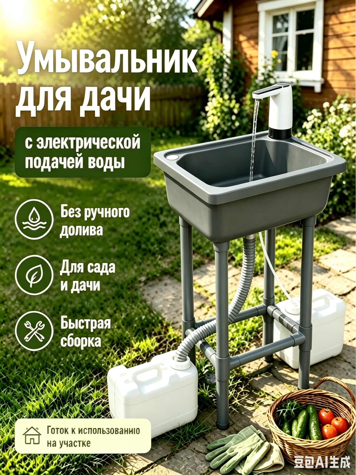 Портативные сельские раковины с автоматическими насосами, пластиковыми горшками, подходящими для огорода, ремонта и загородного дома
