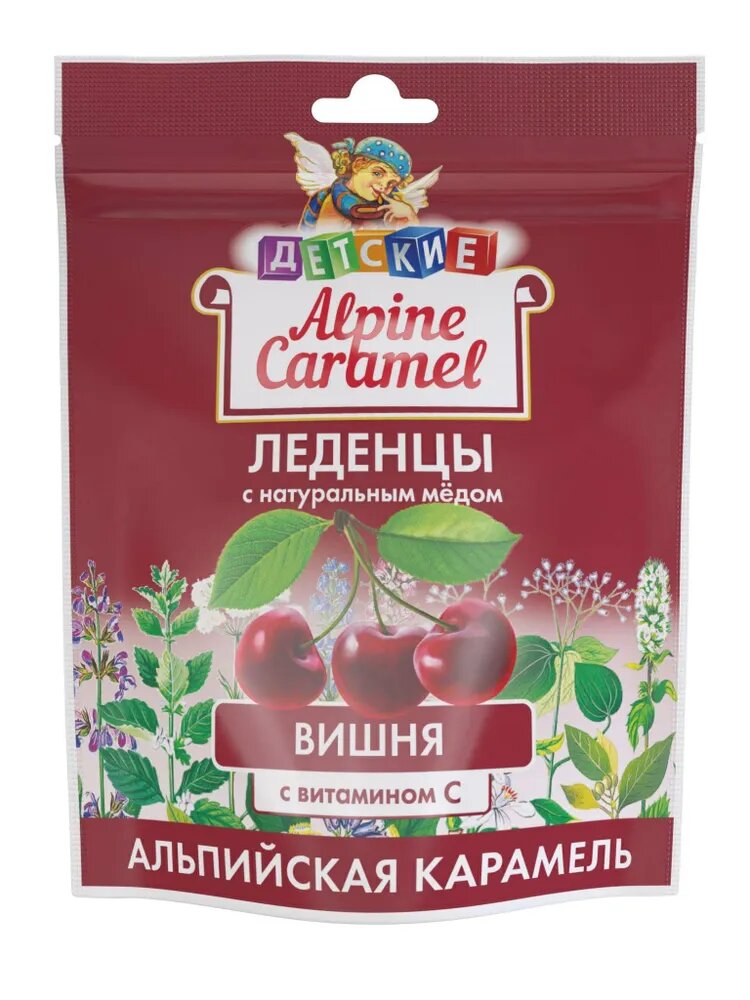 ALPINE CARAMEL альпийская карамель леденцы детские С натуральным медом И витамином С со вкусом вишни ПАК. 75Г