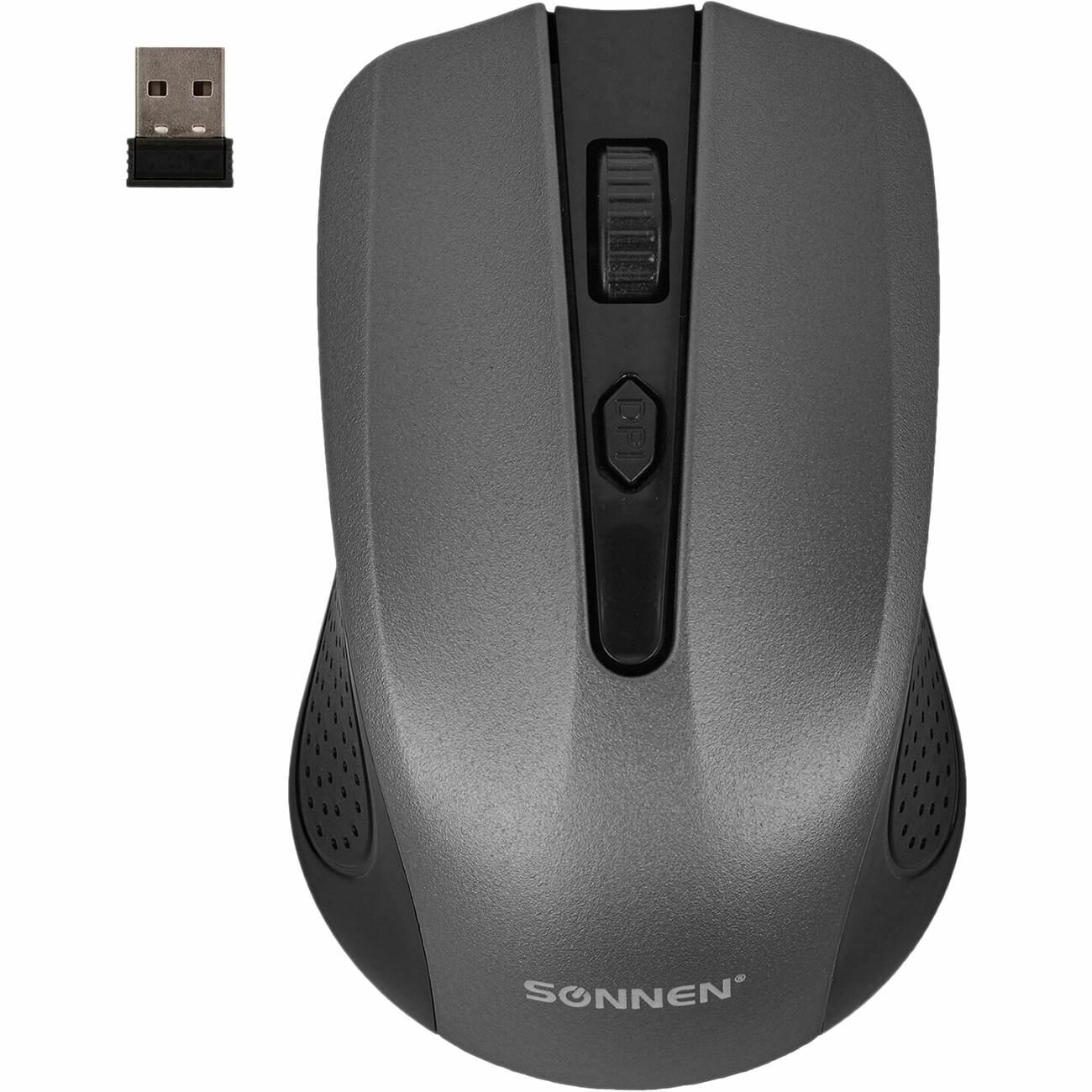 Компьютерная мышь беспроводная Sonnen для компьютера и ноутбука V99, USB, 800/1200/1600 dpi, 4 кнопки, оптическая, серая, 513528