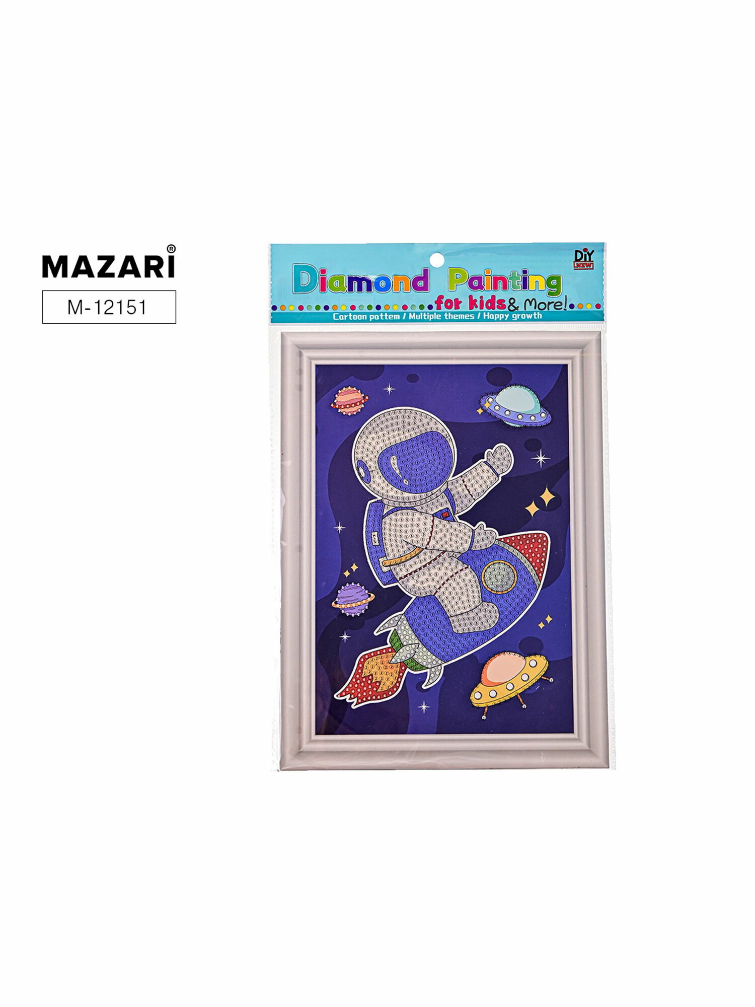 Алмазная мозаика "Космонавт", картонная основа, 17.5x24 см, частичная выкладка, 2 шт.