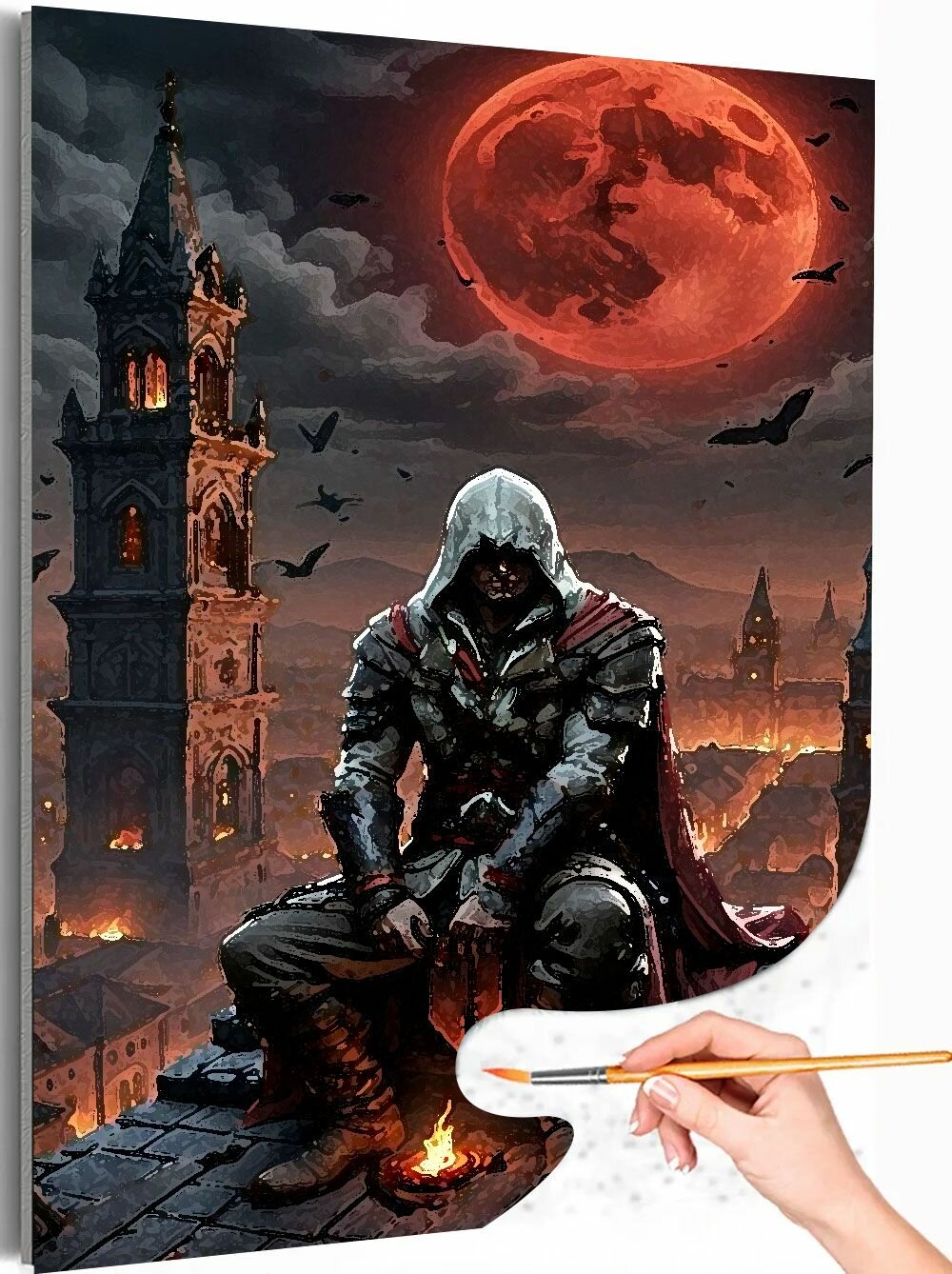 Картина маслом по номерам "Игра Assassin's Creed", холст без рамы, 40x50 см. раскраска по номерам рисование по номерам