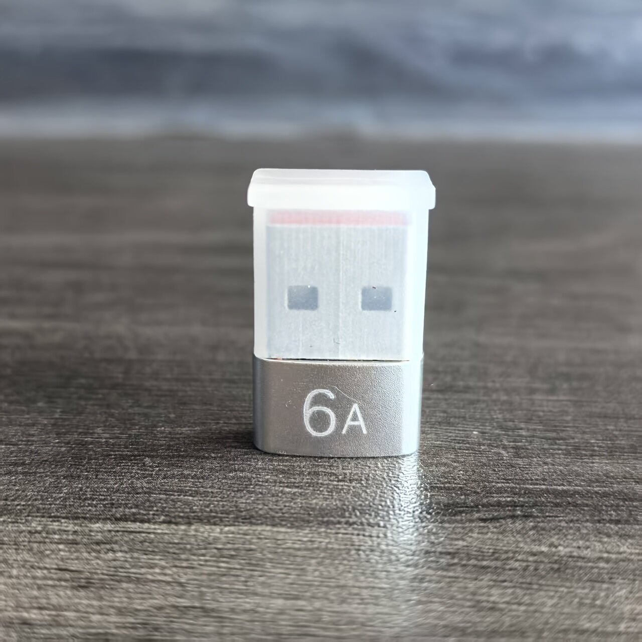 Адаптер Type-C на USB 6A с пылезащитной крышкой, металлический корпус, цвет серебристый