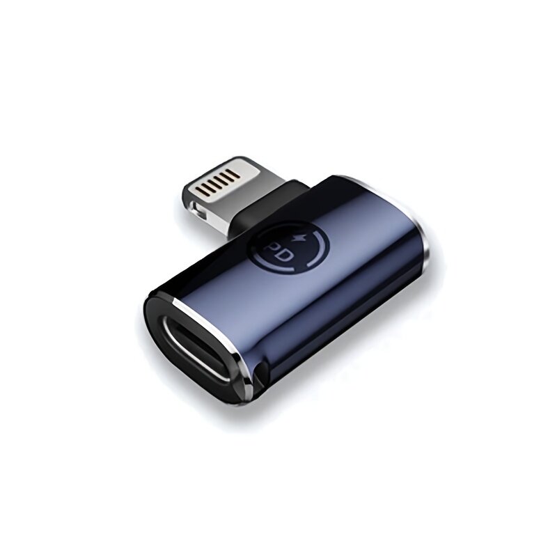Переходник Type-C Female на Lightning Male, 90° угловой, быстрая зарядка PD 27W, для Apple iPhone