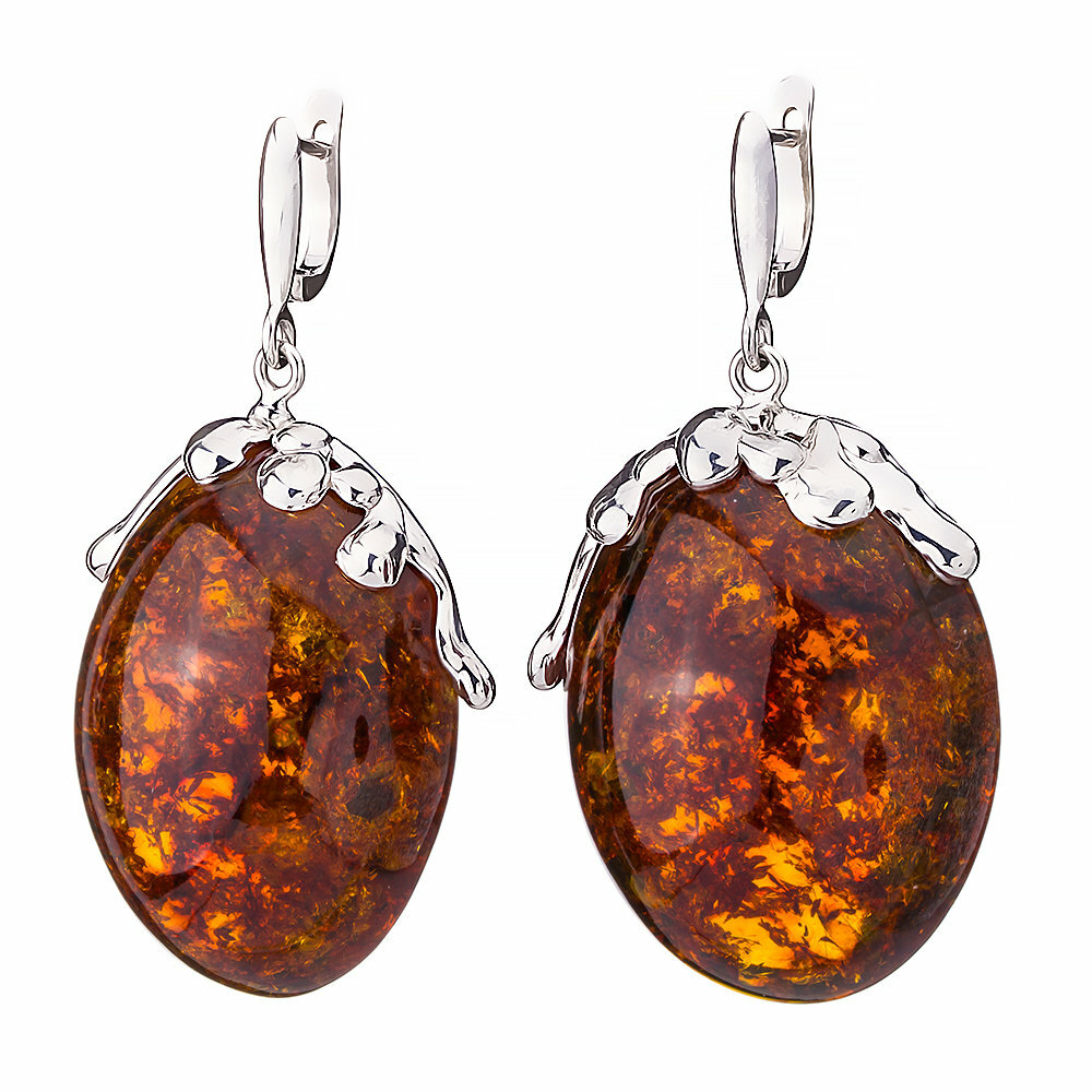 Серьги Amberprofi, серебро, 925 проба, янтарь