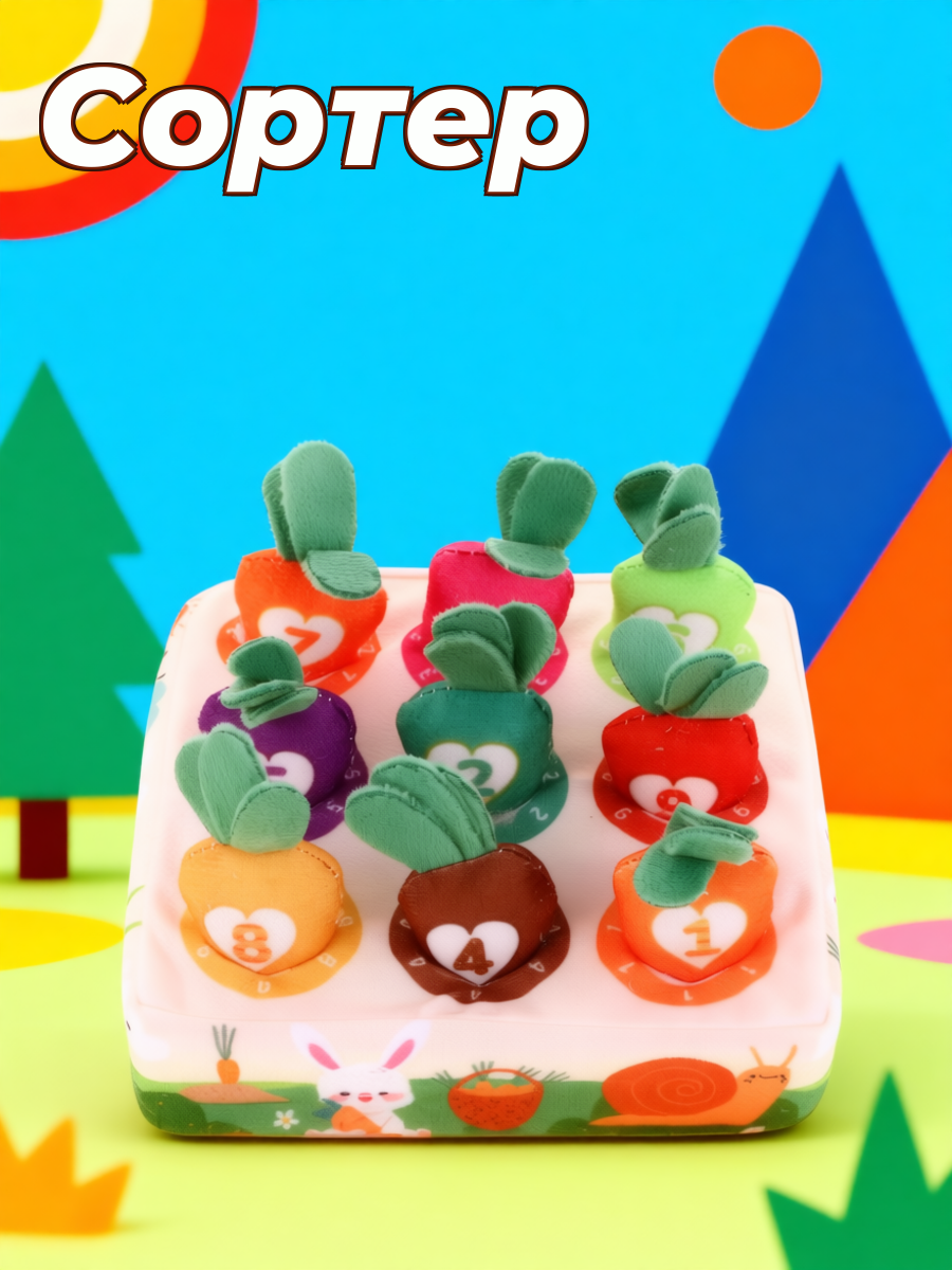 Обучающая плюшевая игра морковки для малышей с цифрами и механизмом сортировки