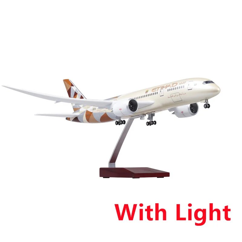 Модель самолета B787 Etihad из смолы с подсветкой 787 W light