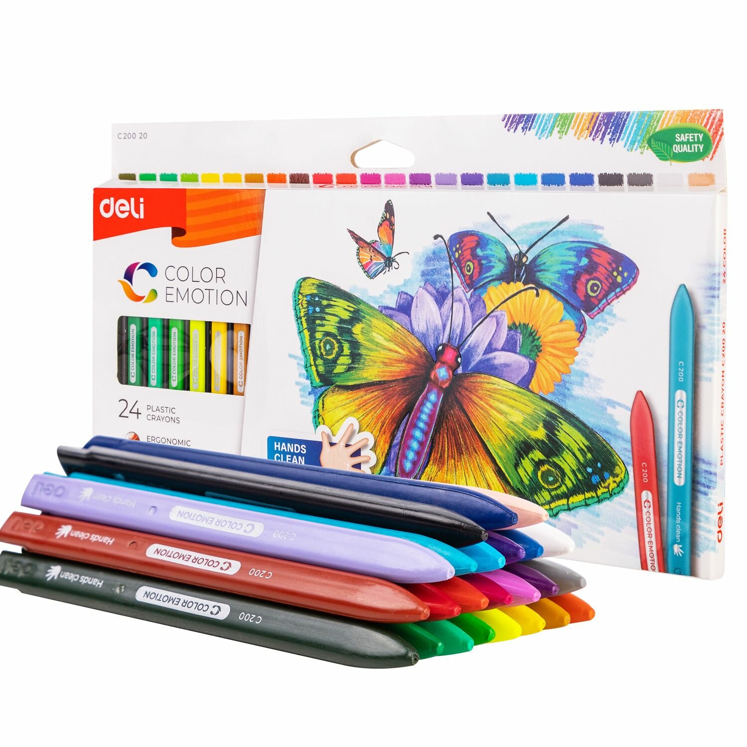 Восковые мелки 24 цвета, Deli Color Emotion, трехгранные, для школы и дома