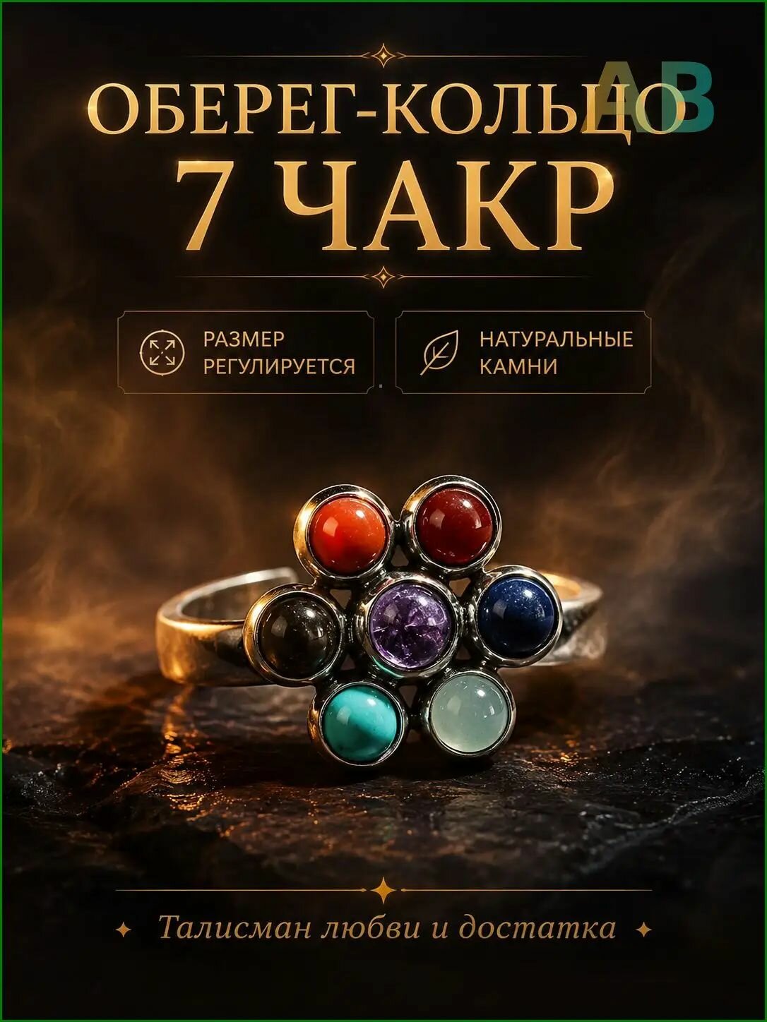 Талисман Оберег/Оберег кольцо 7 чакр амулет