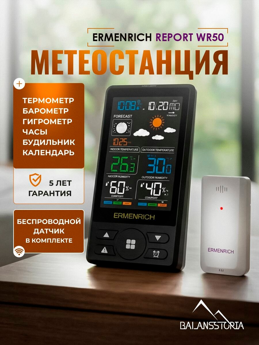 Метеостанция Ermenrich Report WR50 погодная станция WR50