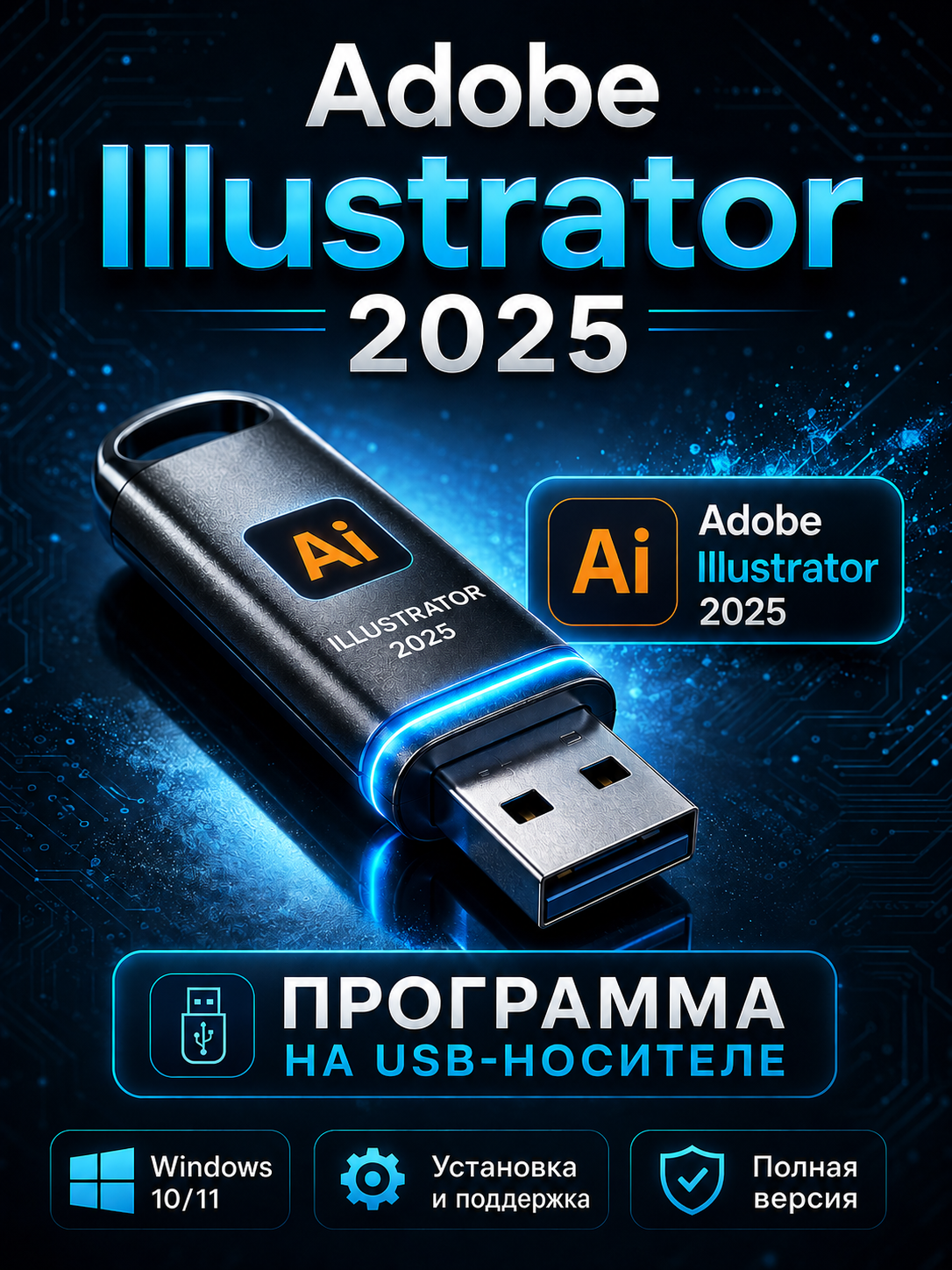 Adobe Illustrator 2025 для Windows 10/11 | Лицензия на USB-носителе | Моментальная доставка