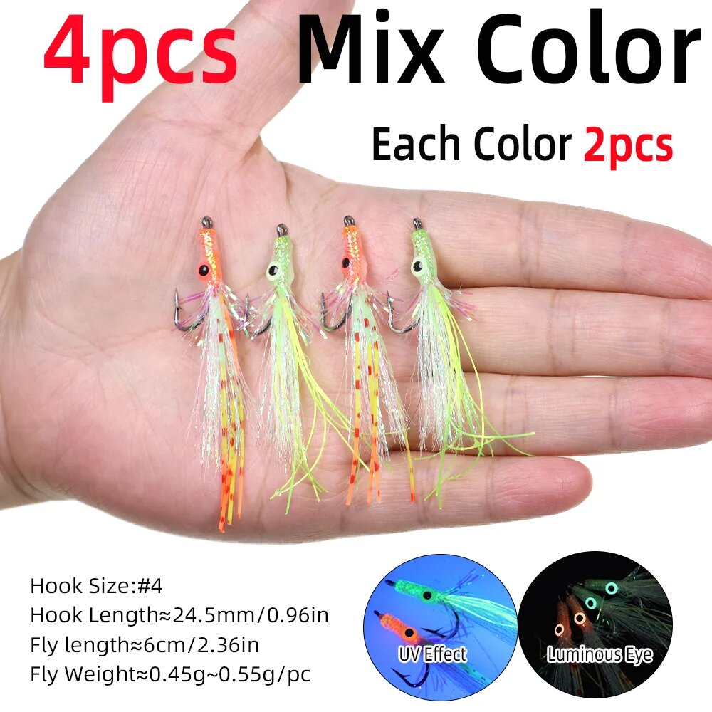 Светящиеся 3D приманки для рыбалки 4 шт. 4pcs Mix Color
