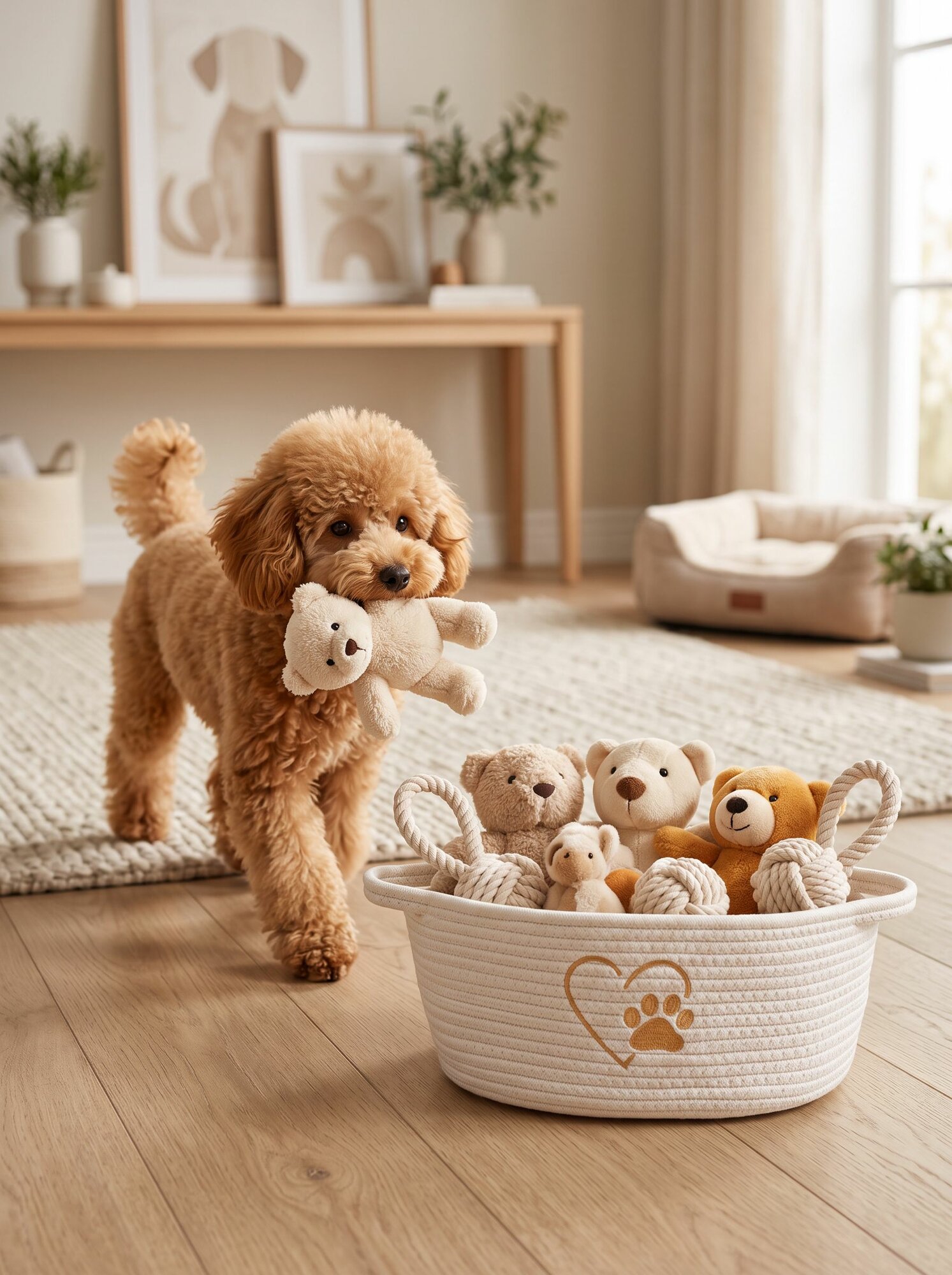 Плетеная корзина для игрушек собак и кошек