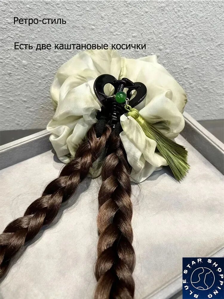 Заколка для волос 1 шт. Аксессуар для волос в ретро-стиле с двумя косичками
