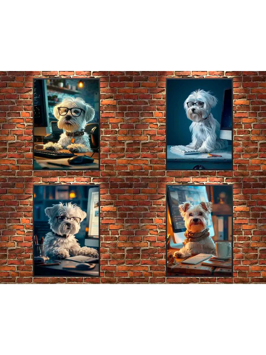 Мальтийская собака-программист, 4 Плаката, 30x21см