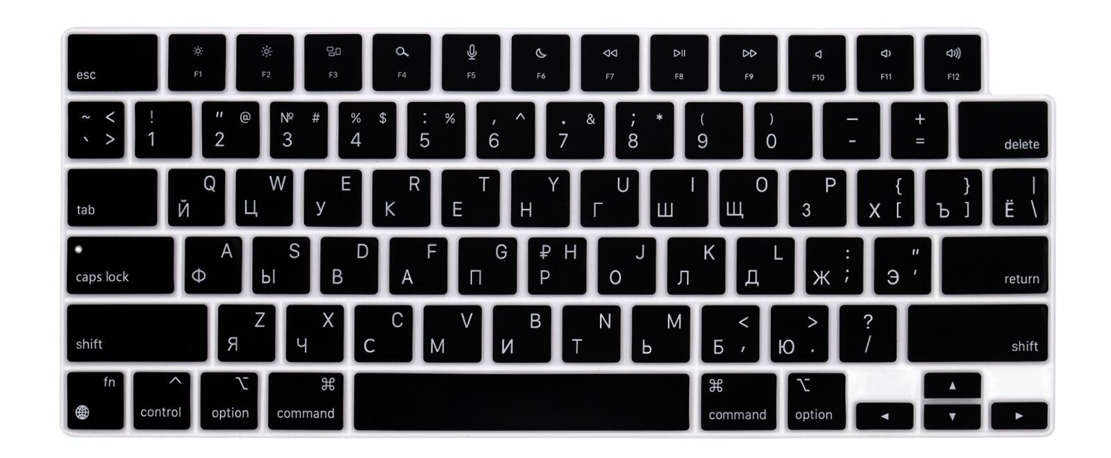 Защитная крышка для клавиатуры Macbook NEO, MacBook PRO 14/16 дюймов и air13/15 дюймов, американская раскладка, русская версия (M5M4M3M2M1) 2021-2026, черный для ноутбука 13-16 дюймов накладка на клавиатуру русская и английская раскладка