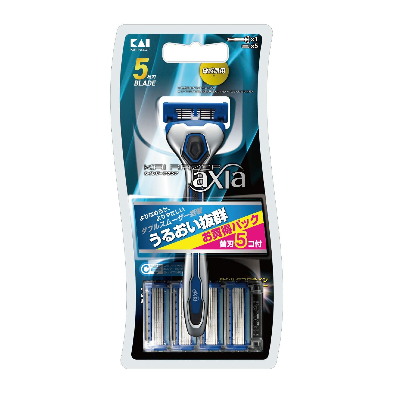 KAI RAZOR AX-5SE1 Axia Станок для бритья мужской + 5 штук кассет