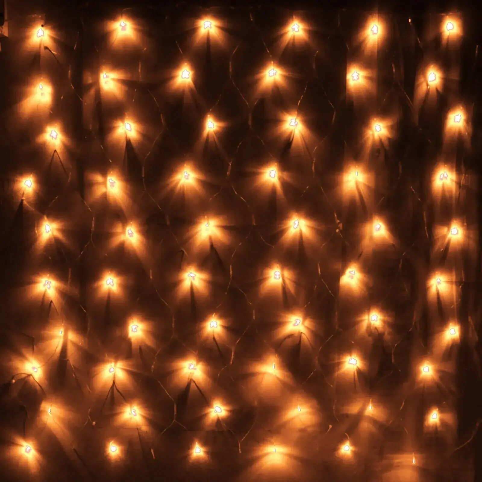 Гирлянда для улицы сетка ш2,0* в1,5 м 192 ламп LED, прозр. пров,8 реж, IP-54, Теплый белый (возможность соединения)