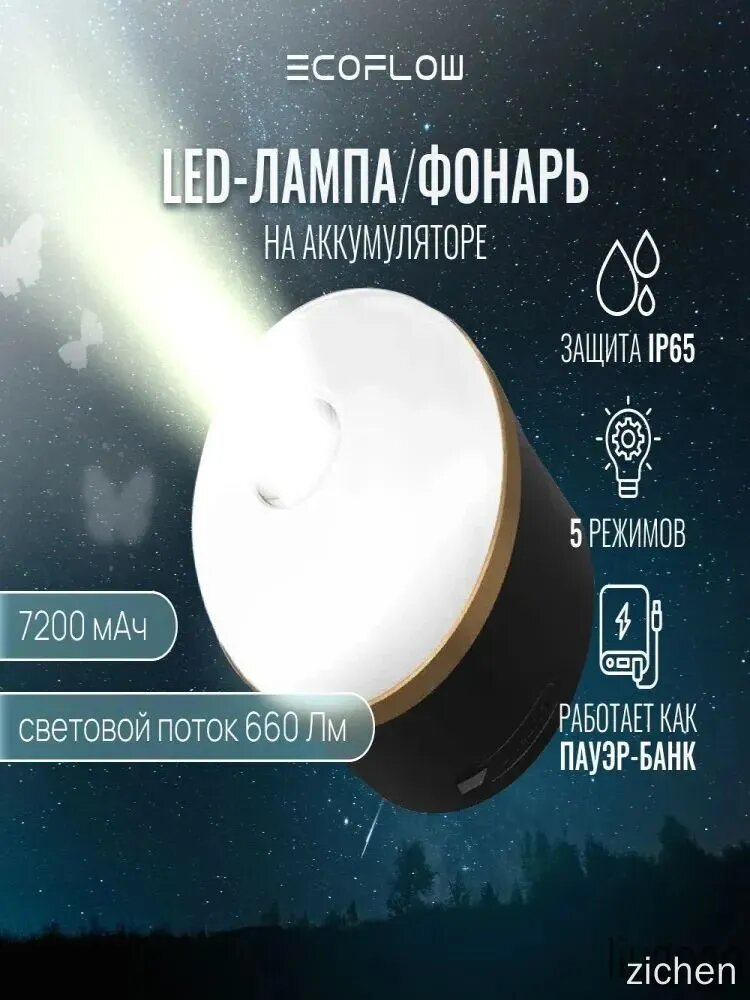 Экофлоу Россия Динамо-фонарь кемпинговый LED-лампа с функцией Powerbank 7200 мАч 660 Лм IP65 5 режимов — фото 1