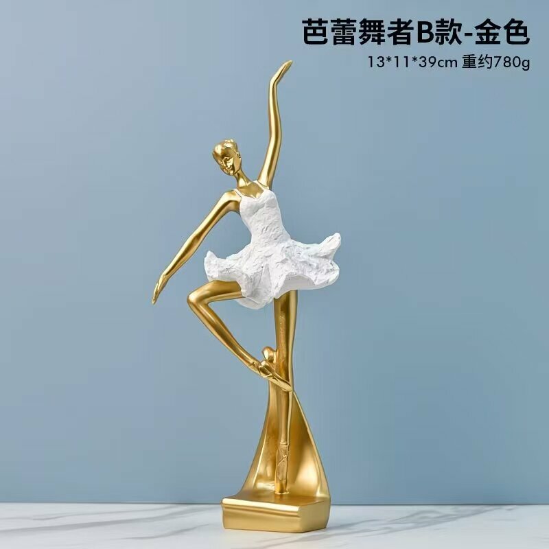 Статуя балерины ANU, для интерьера, фарфоровая, золотая, 13*11*39 см，золотой