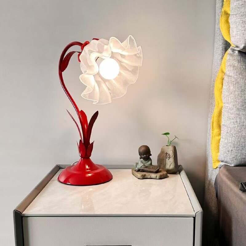 Настольная лампа Clear Lighting "Винтажная цветочная", E27, красный