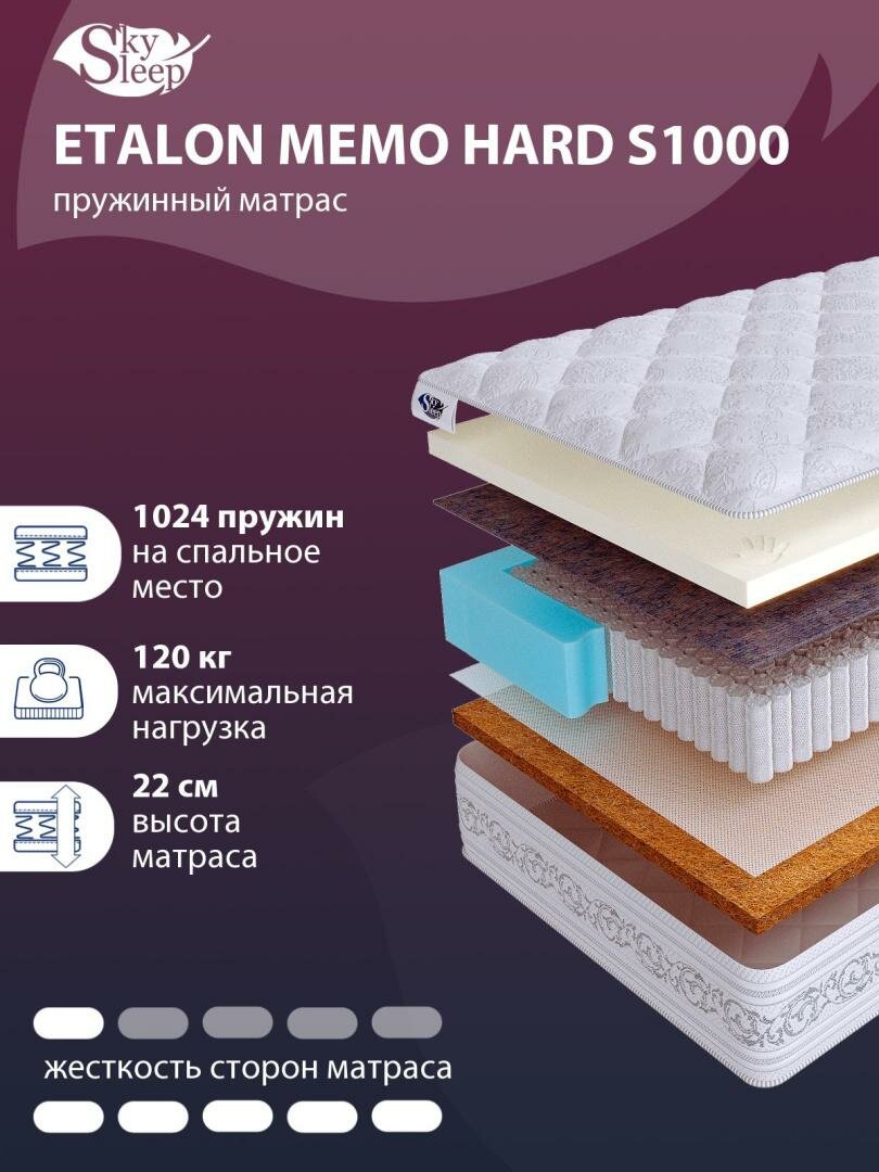 Ортопедический матрас с эффектом памяти SkySleep ETALON MEMORY HARD S1000 на кровать 80x230