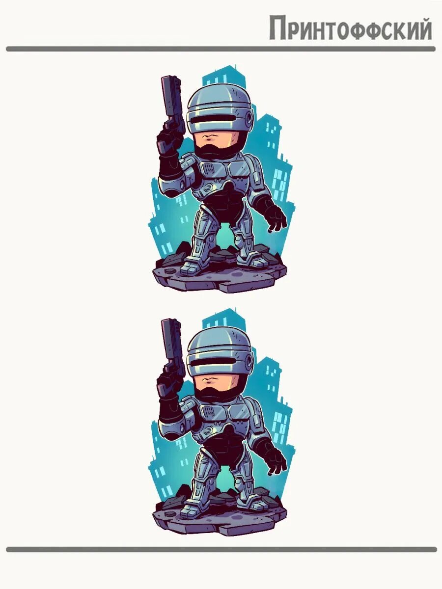 2-е (Две) Термонаклейки робокоп robocop в миниатюре