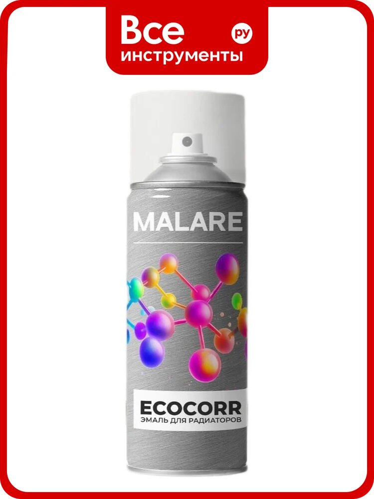 Аэрозольная эмаль MALARE EcoCorr для труб и радиаторов отопления, для батарей, износостойкая быстросохнущая RAL 3020, красный, матовая, 520 мл АЭЭКО3020М0036