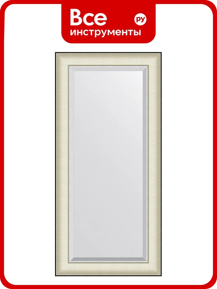 Зеркало EVOFORM с фацетом в багетной раме - белая кожа с хромом 78 мм (54x114 см) BY 7453