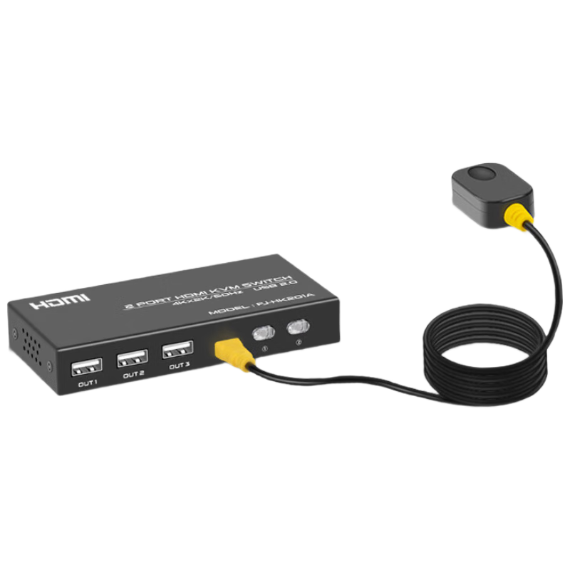 KSRGB HDMI KVM коммутатор 4K60Hz 2-портовый устройство для совместного использования клавиатуры и мыши с компьютерным