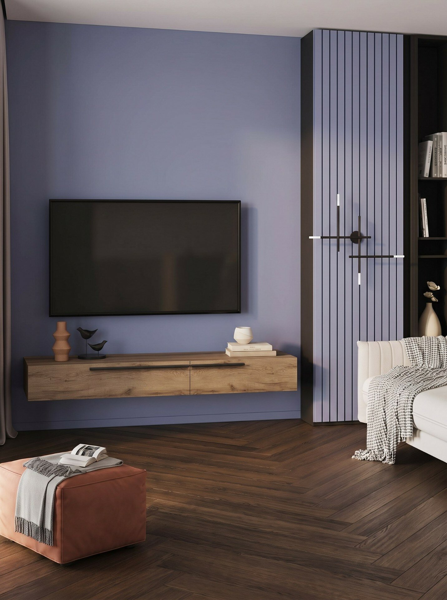 Подвесная ТВ-тумба Лорена Пакс-3 Дуб Табачный U1147 FM 160x43x20 см, коричневый Дом мебели для вас