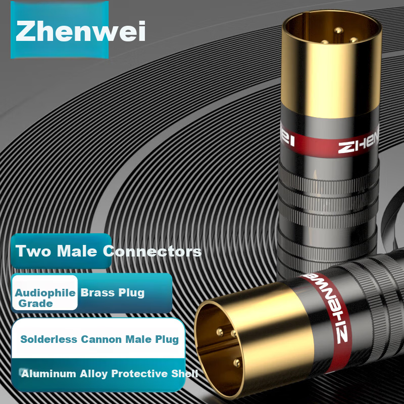 ZHENWEI Сварные золотые разъемы XLR пушечного типа для динамиков парные Модель：Бесприпойный разъем XLR пушечного типа