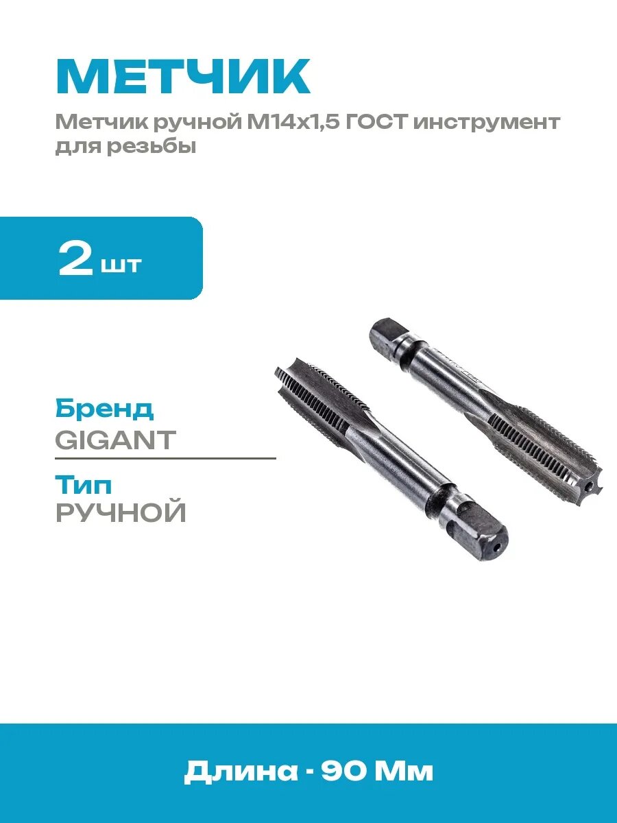Комплект метчиков М14x1,5 для глухих и сквозных отверстий