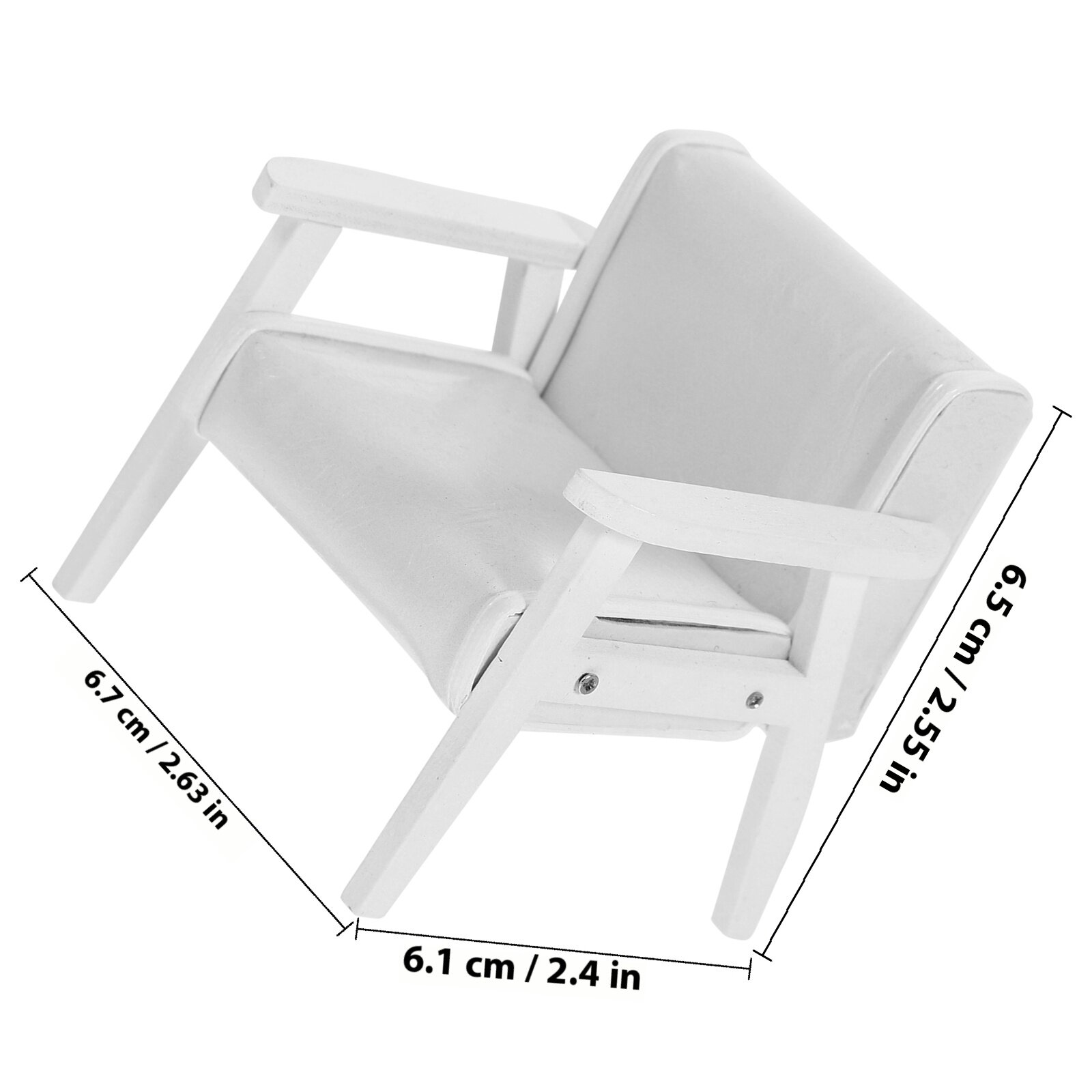 Деревянное Миниатюрное Кресло Для Декора, Белое, 6.70X6.50X6.10 См, 1 Шт