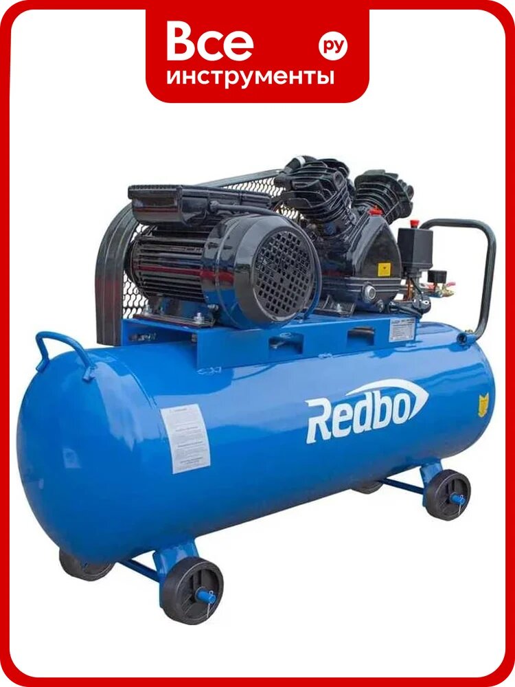 Компрессор масляный ременной Redbo ACO-100/2400B (2.4кВт, 380л/мин, 100л, 3 цилиндра, ремень) 39785