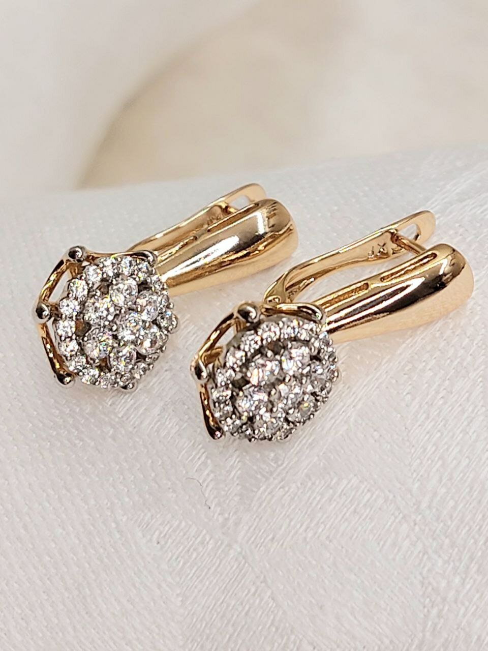 Серьги с подвесками, фианит