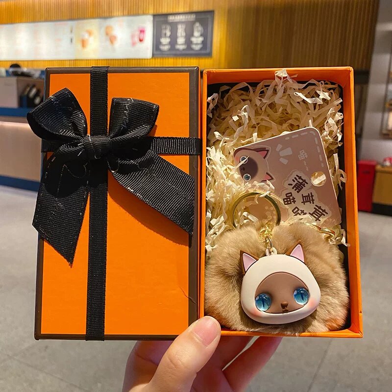 Новый плюшевый брелок-кошечка 2025 года для девочек, изысканный декор для рюкзака, подарок Сиамская кошка (оранжевая