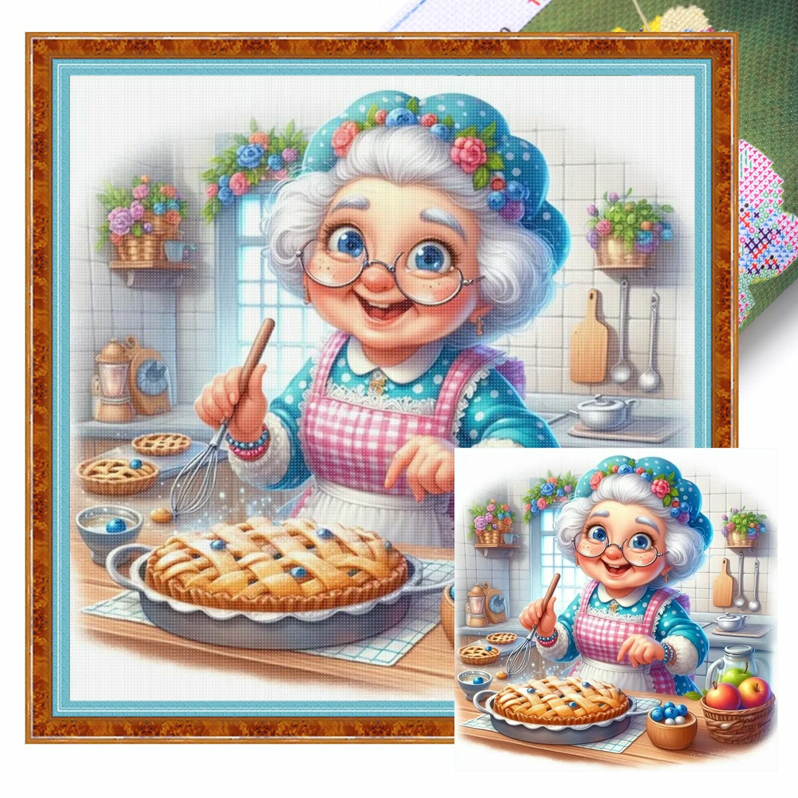 Набор для вышивания крестиком своими руками из 3 нитей 45х45см granny