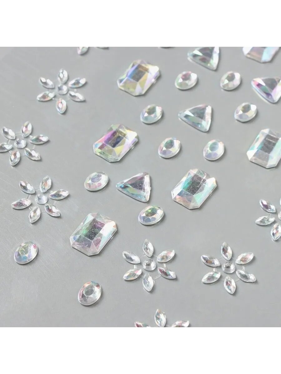 Объемная пластиковая наклейка-страза "Геометрия и цветы"