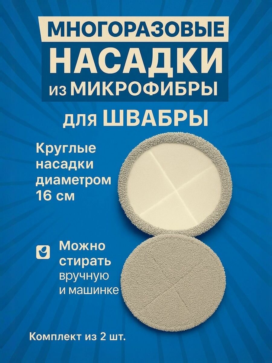 Круглые сменные насадки для швабры из микрофибры