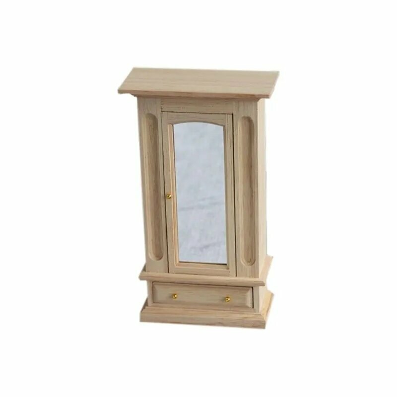 (1шт) кукольный домик 1:12 дубовый шкаф-купе для кукол с зеркалом DIY простая заготовка
