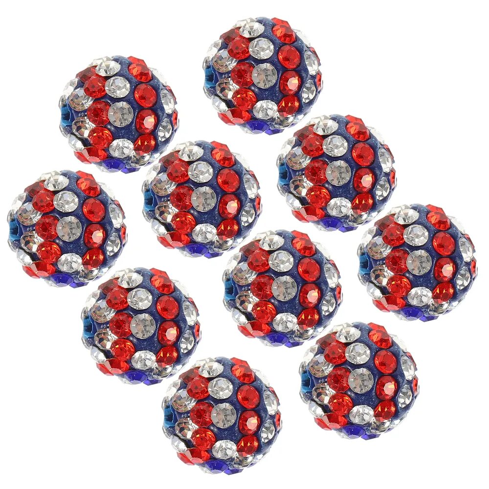 10 Штук Бусин, Рундные, Из Резины с Бриллиантами, Для Подарков и Декора