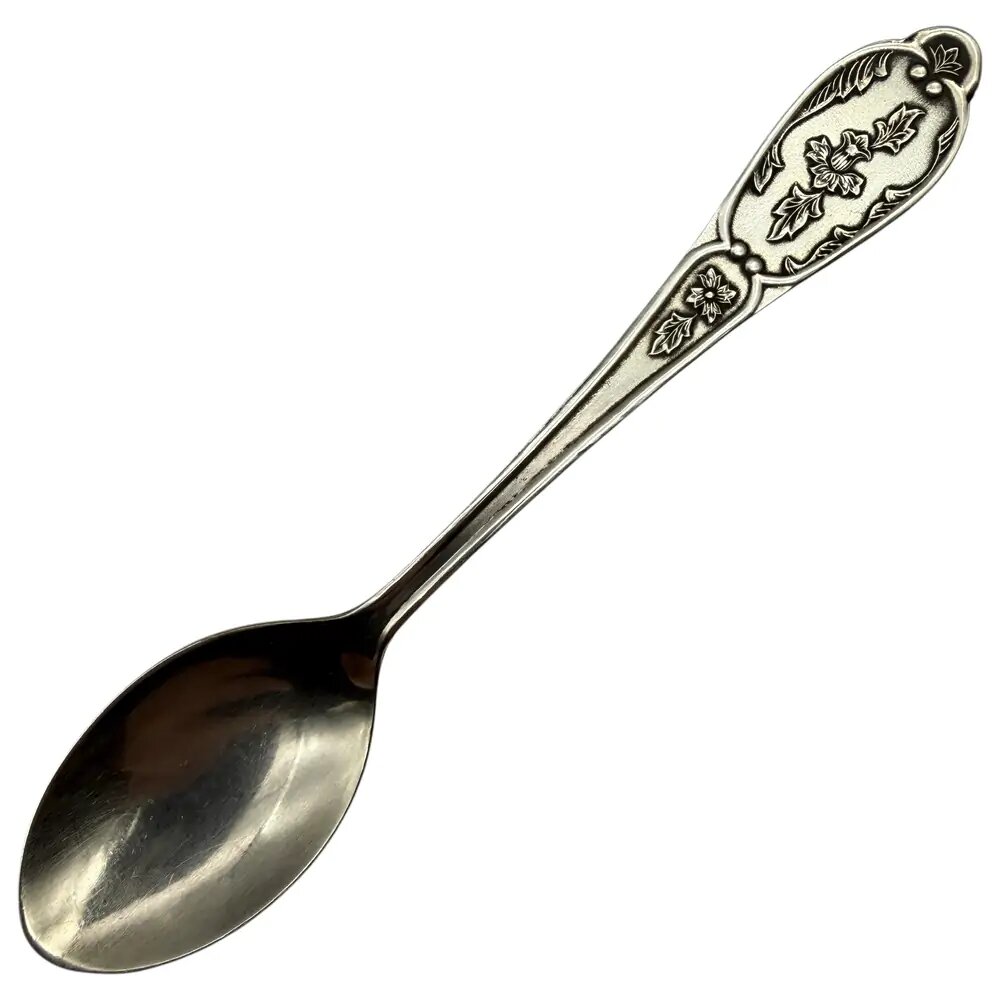 Ложка чайная "Лилия", 14 см, мельхиор, ЮМ, 1960-1970 гг, Мстерский ювелир, СССР