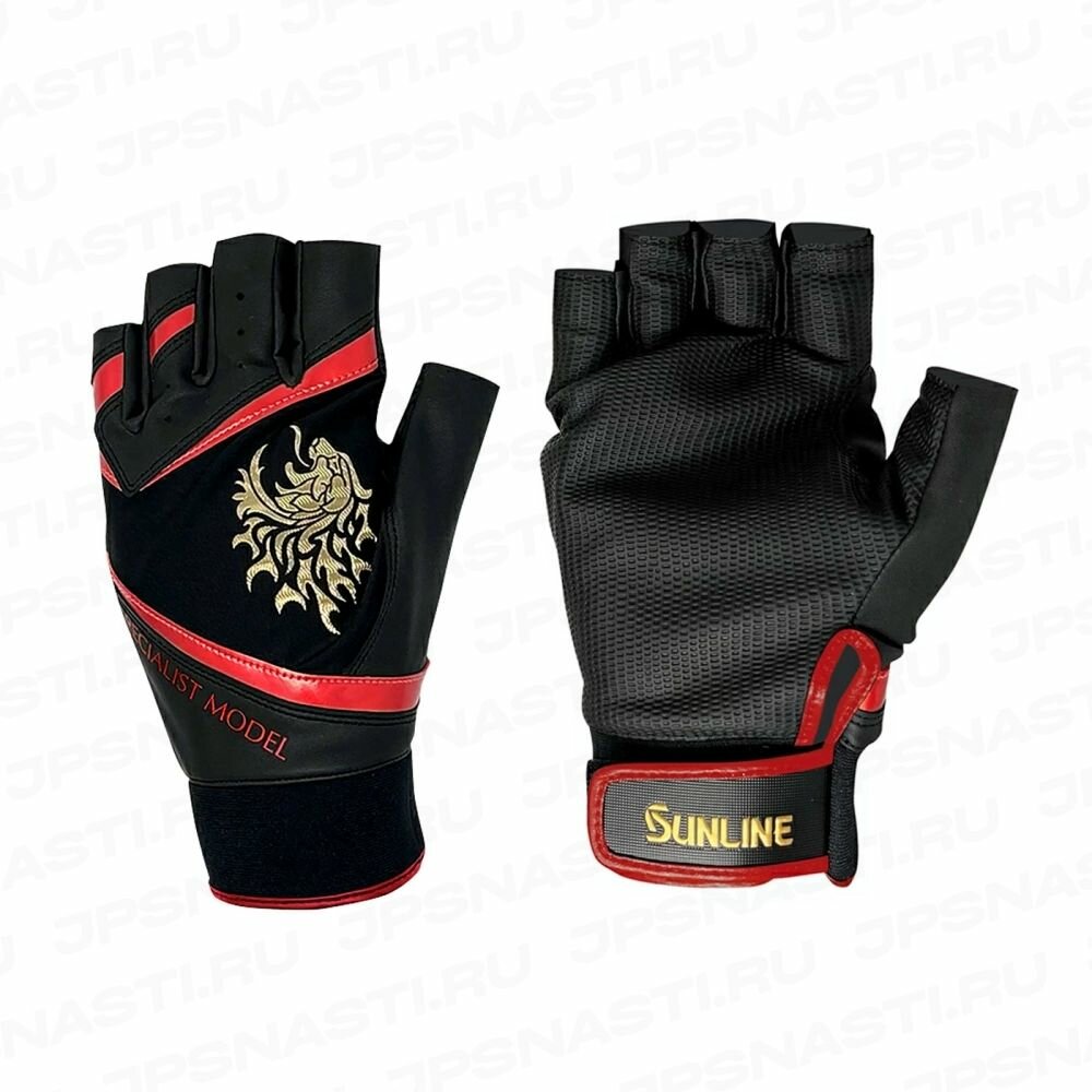 Перчатки Sunline SUG-200 Specialist Gloves (5 fingers), Black/Red, LL
